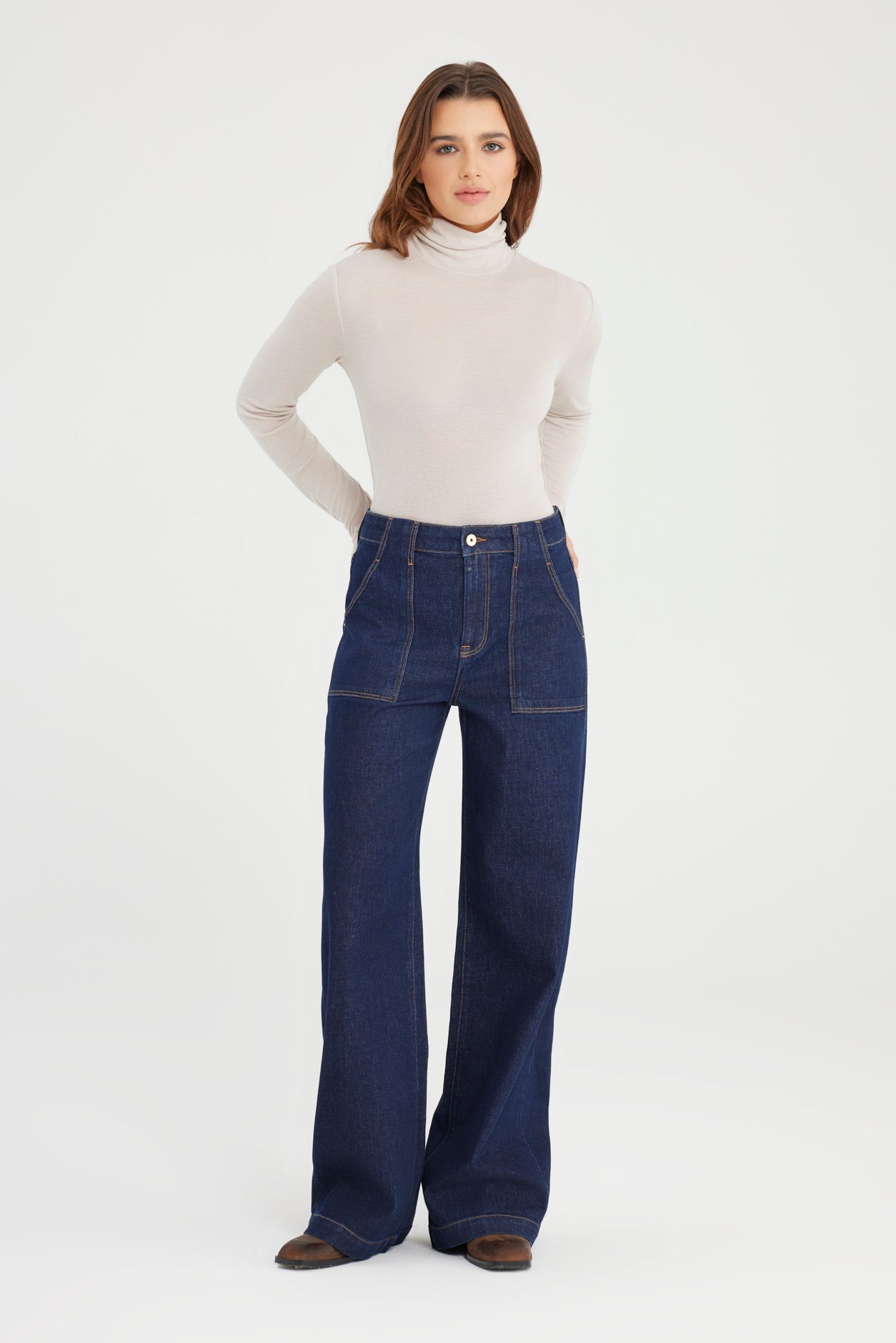 Lulu High Waist Full Length Patch Pocket Jeans Raw – COJ Denim